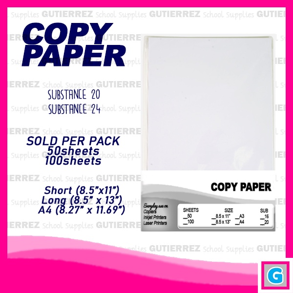 COPY PAPER BOOK PAPER Substance 20 Sold per Pack | Shopee Philippines