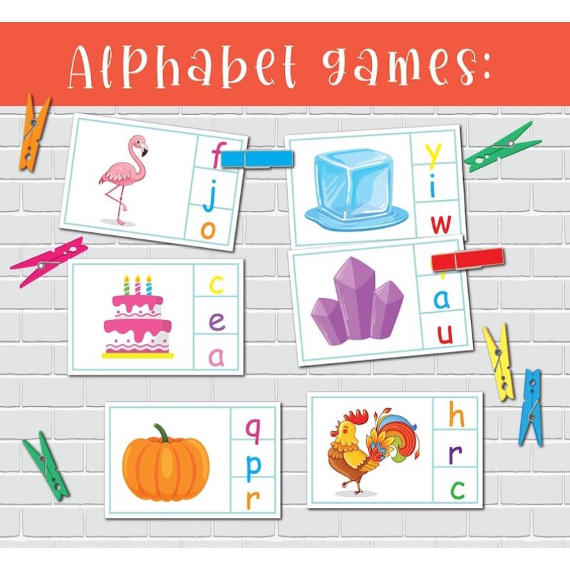 Alphabet Game / Alphabet Card / Alphabet activity with paper clip ...