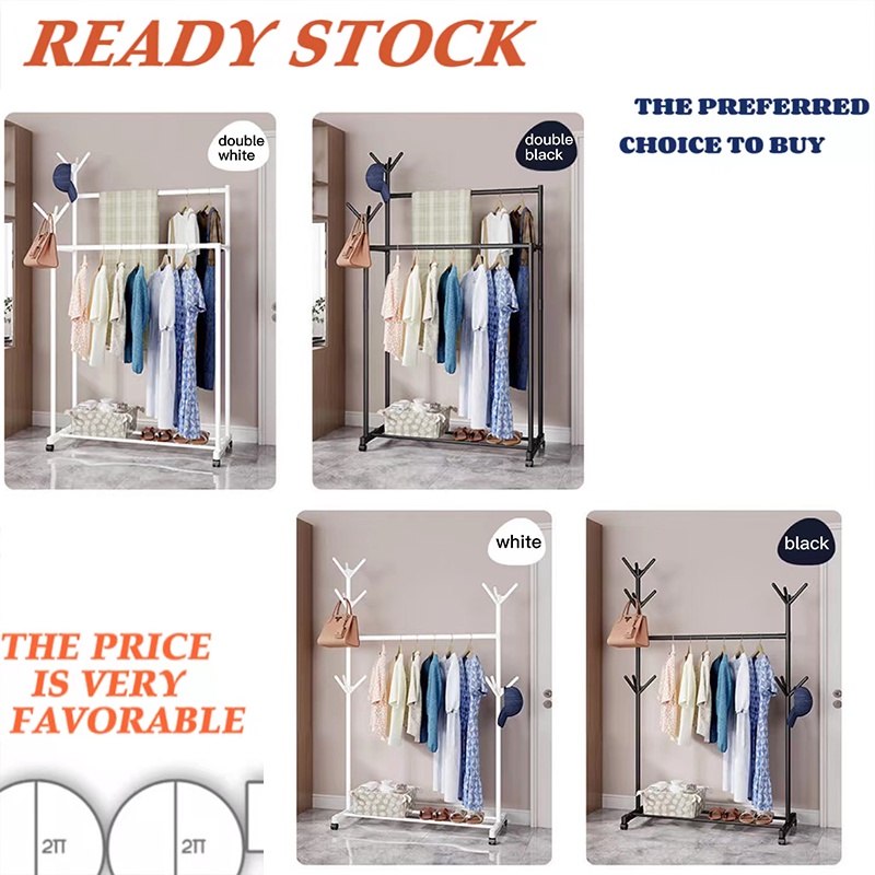 COD Hanging clothes rack clothes rack drying clothes rack mobile simple ...