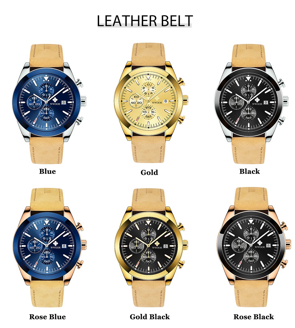 Wwoor Watches Men Top Brand Luxury Business Black Quartz Wristwatch ...