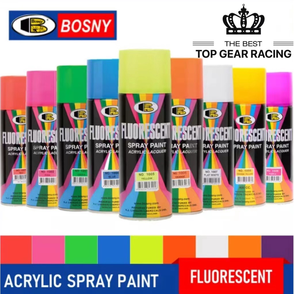 Bosny Fluorescent Spray Paint Fluorescent Colors - 400cc / 400ml ...