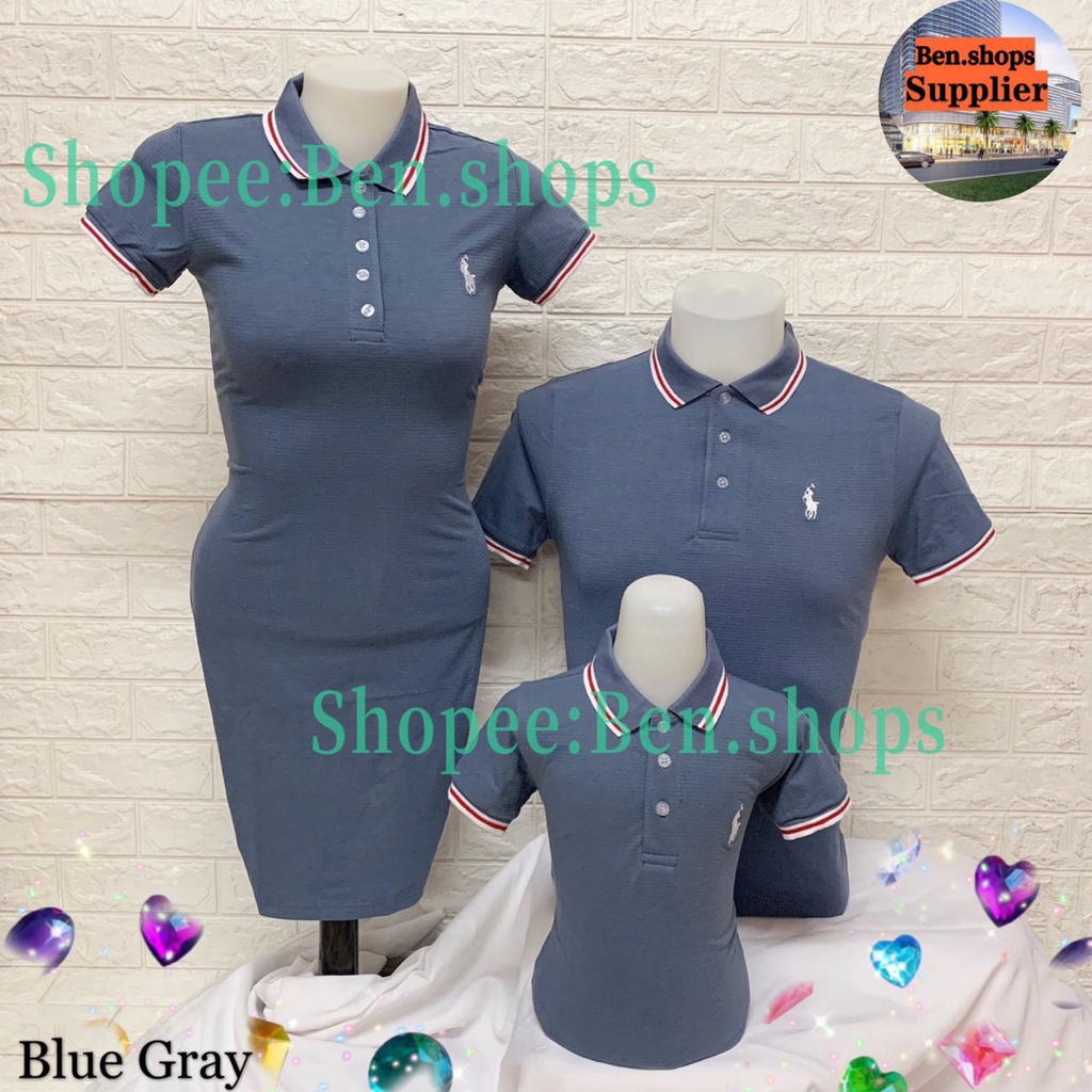 ash blue fashion family polo shirt stretch cotton /small to plus size ...