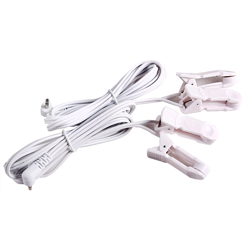 2 Ear Clips with 2 Way Machine Massager Button Cable Electrode for ...
