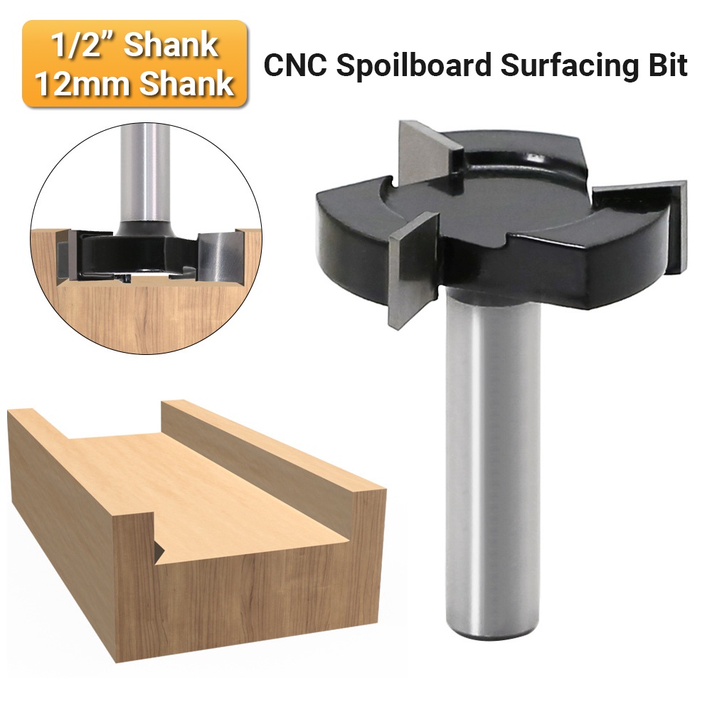 CNC Spoilboard Surfacing Router Bits 1/2" 12mm Shank , 2" Cutting ...