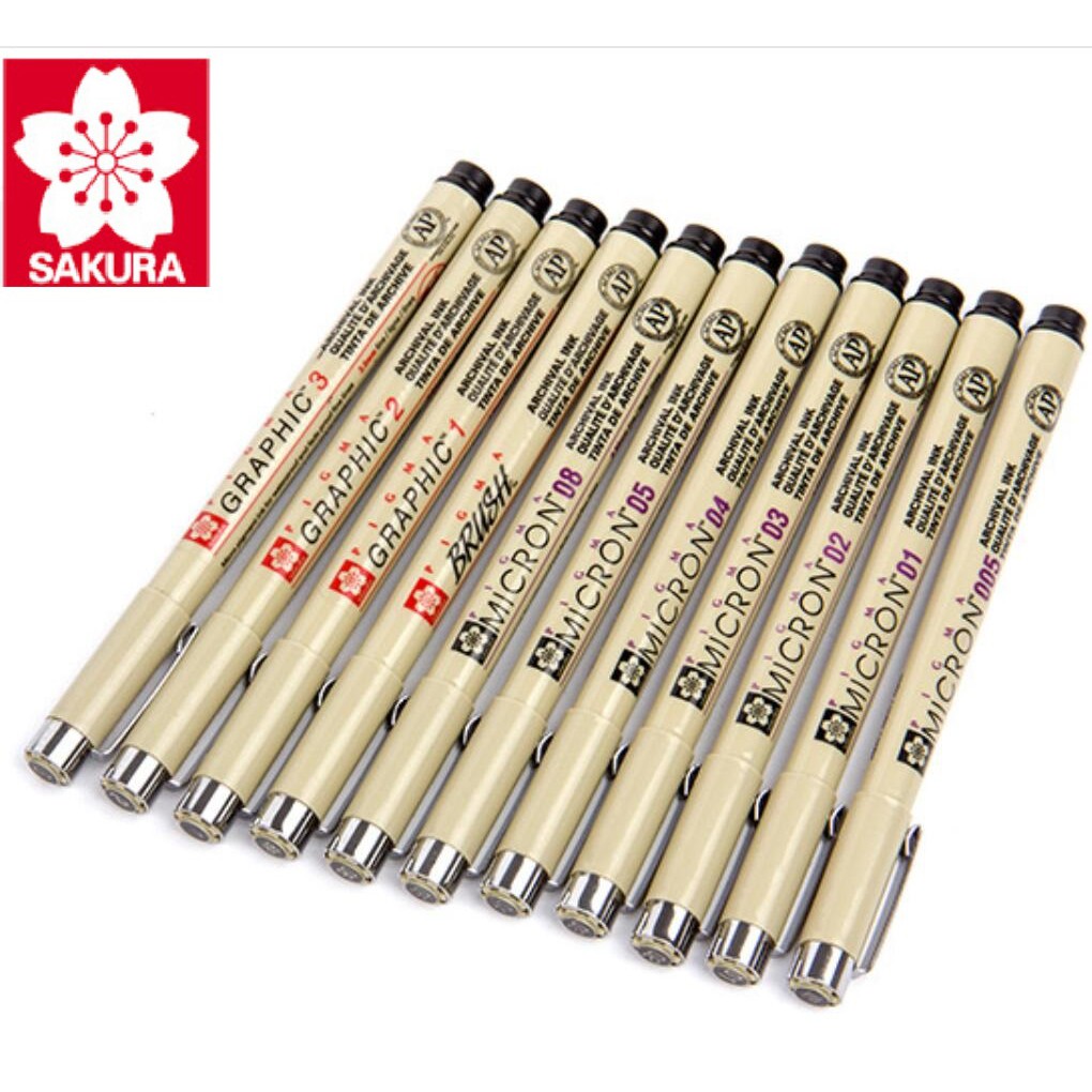 3/5/7/8/9pcs SAKURA Individual Drawing Pens Black Markers Sketch Marker ...
