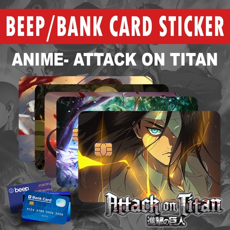 ATTACK ON TITAN ANIME - BANK CREDIT, SAVINGS, ATM CARD SKIN STICKERS ...