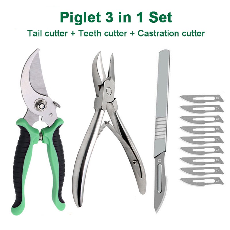 1 set Kit piglets tail cutter+pig castration cutter+piglets teeth cutter for cattle pig goat ...