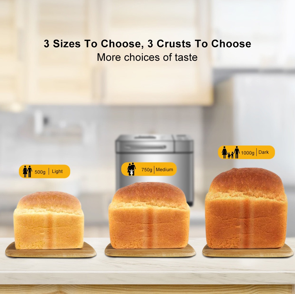 Biolomix 19-in-1Programmable Stainless Steel Bread Machine Bread Maker ...