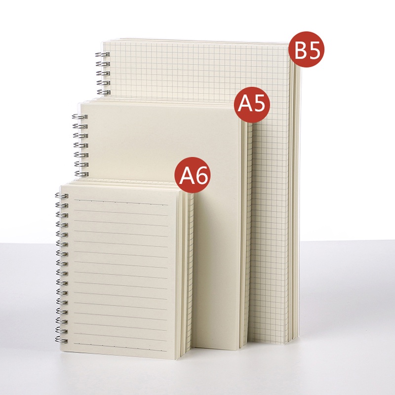 ENZO Muji Styled Spiral Note Book Lined Grid Blank Notebook A5 Hard Matte PP Cover Minimalist ...