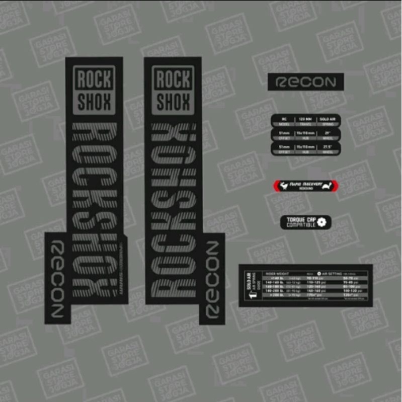 2018 Rockshox Recon Fork Sticker Decal Gray | Shopee Philippines