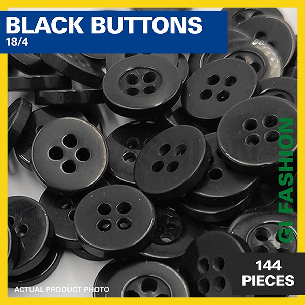 1000 PIECES Black plain Buttons per gross 4 holes 18/4 #180 sewing ...