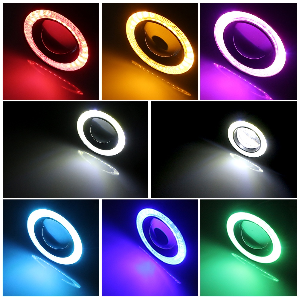 NGOUCIG 1 Piece Super Bright Colorful Angel Eyes LED Fog Light COB Car ...