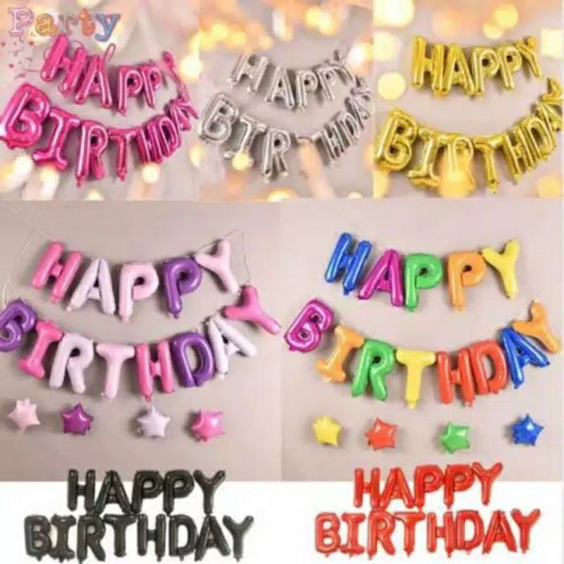 40cm Happy Birthday Balloon Set Banner/Hbd Birthday Letter Balloon ...