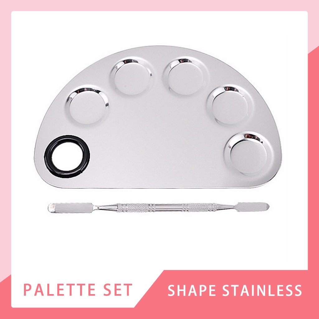 ELECOOL Half moon shape Stainless Steel Makeup Mixing Palette set with ...
