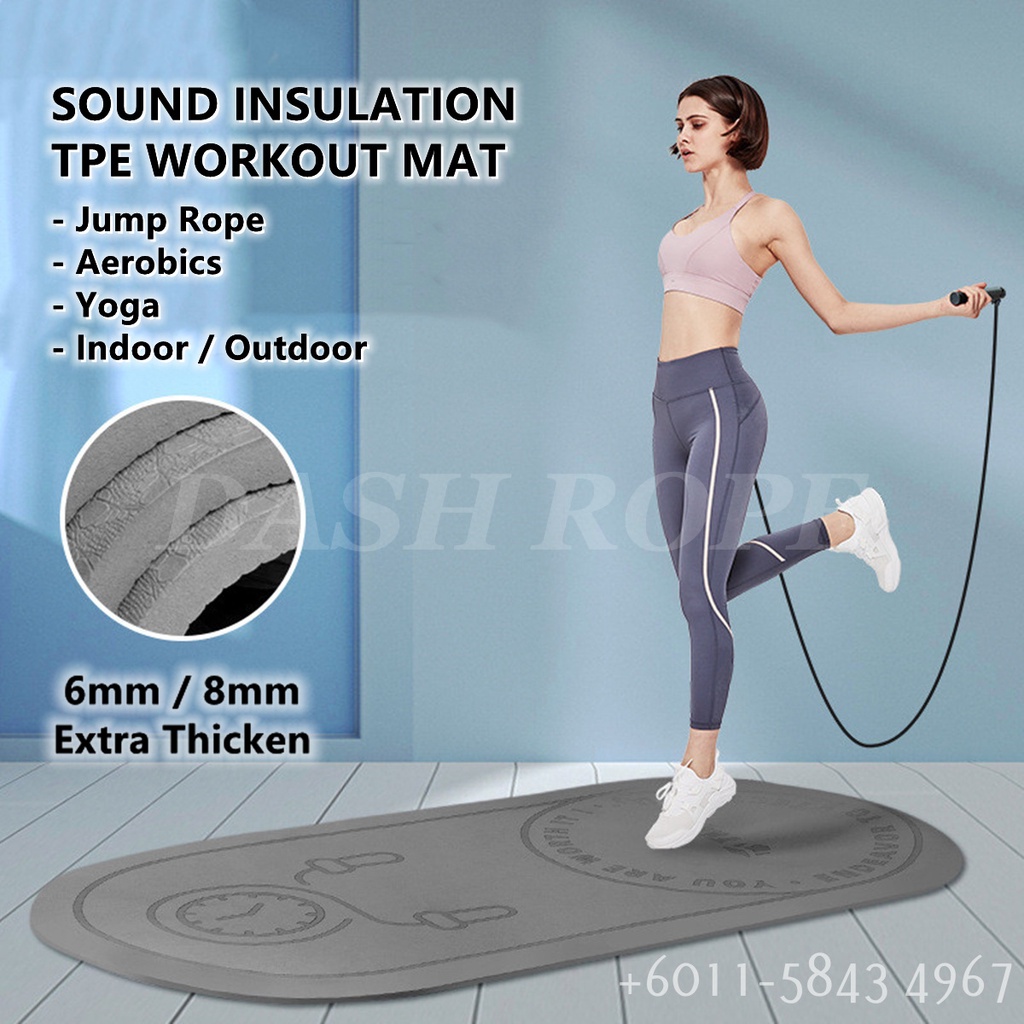 DASHROPE TPE 8mm 6mm Jump Rope Mat Yoga Thick High Density Portable ...