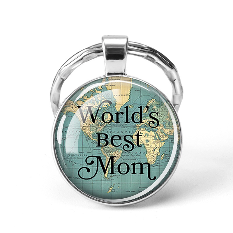 World's Best Mom Love Mom Quote Glass Dome Keychain Best Dad Keychains ...