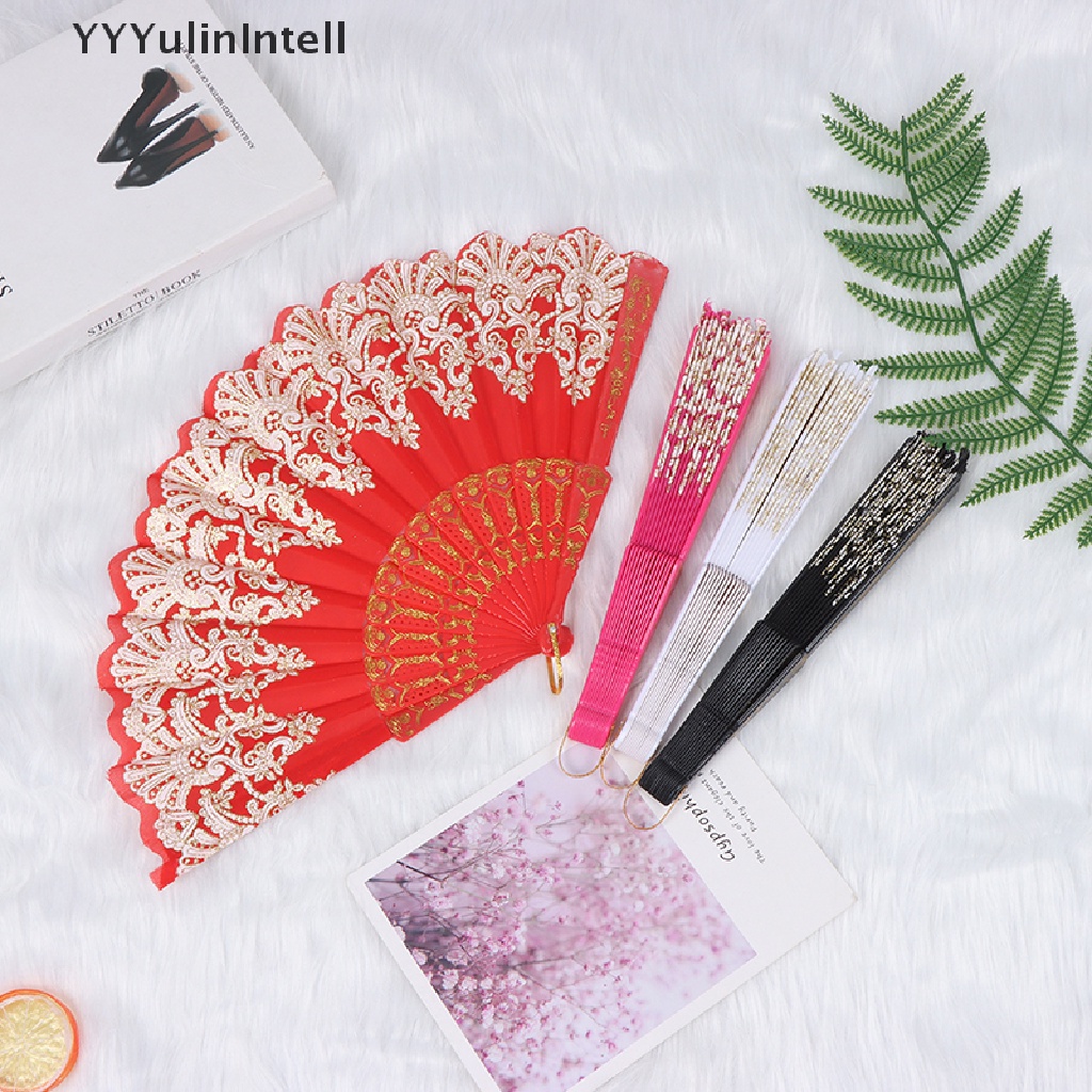 YIPH Spanish Style Dance Party Fan Wedding Silk Lace Fan Folding Held ...