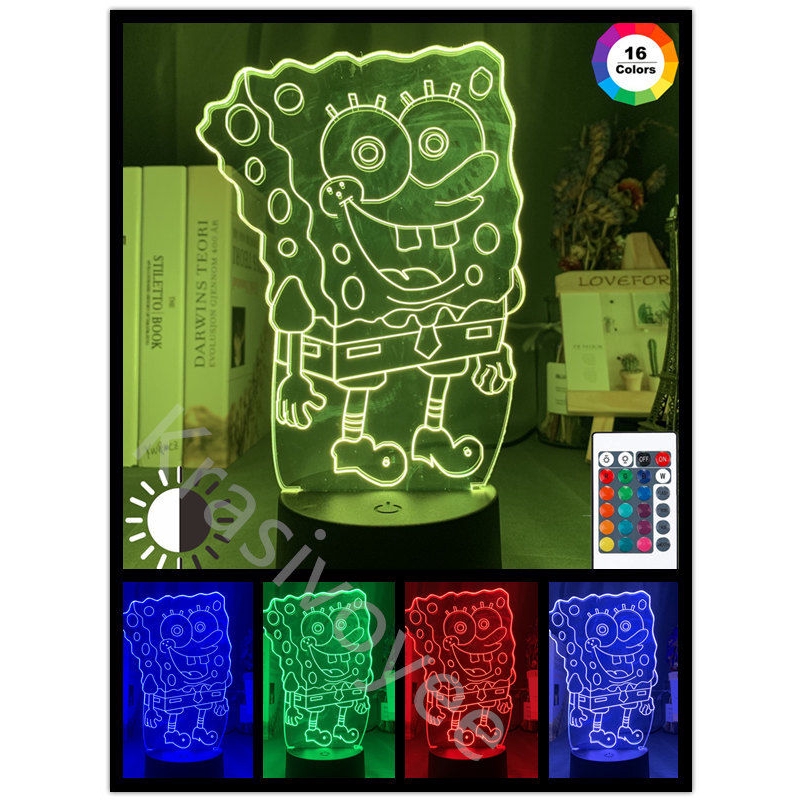 SpongeBob Square Pants Night Light LED 16 Colors Changing Remote Touch ...