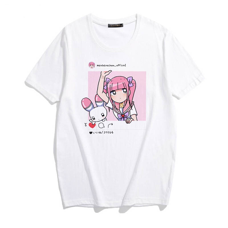 Japanese Cartoon Magical Cute Anime Clothes Loose Vintage Pink Kawaii ...