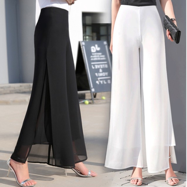 Free Shipping Ruidiandian Fashion High Waist Slim Chiffon Wide Leg