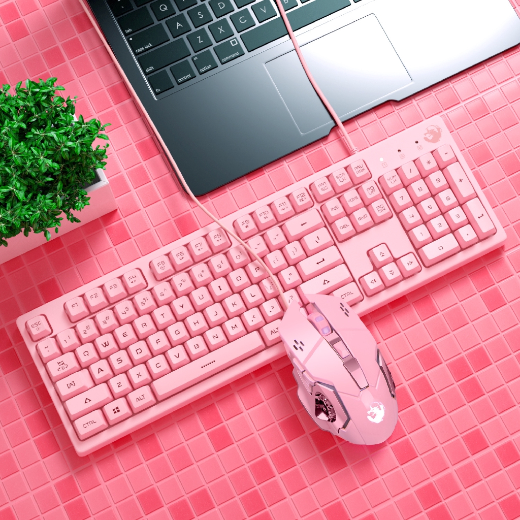 Pink keyboard girl cute mechanical computer notebook game typing lol ...