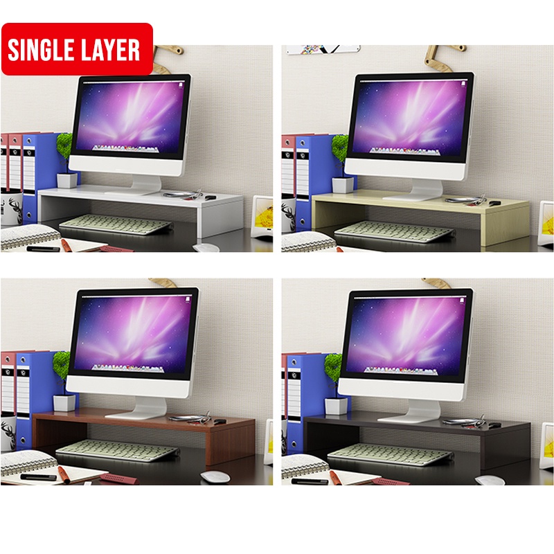 Unicomall Wood Computer Monitor Stand Riser Desk Organizer for Home ...
