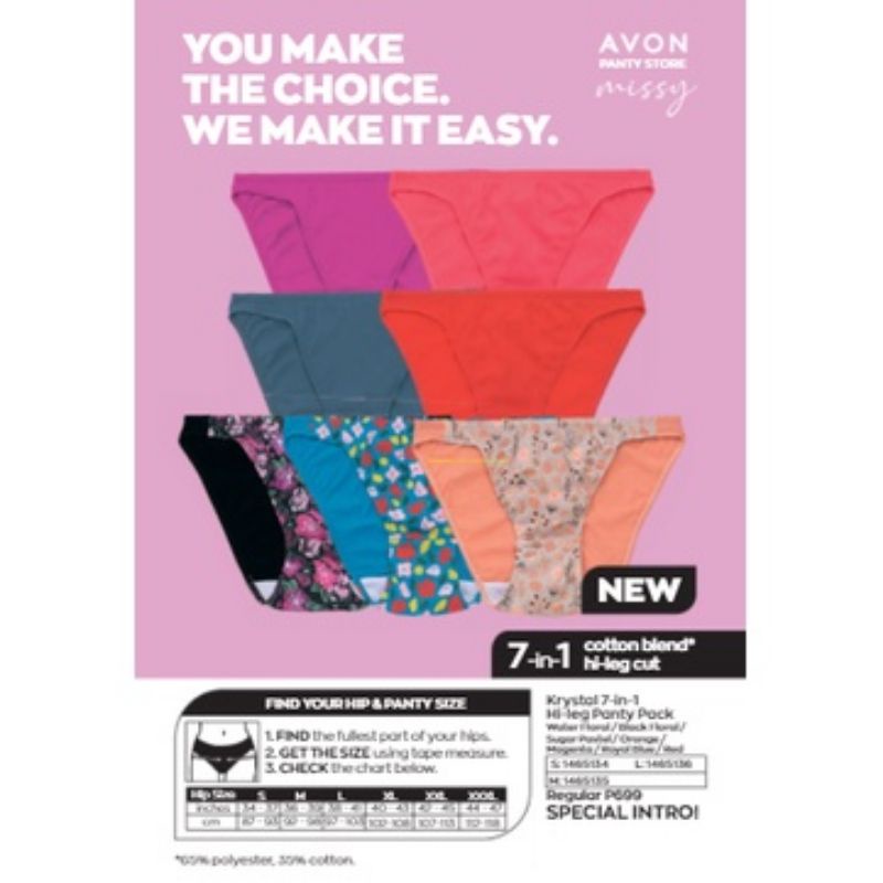 AVON KRYSTAL 7-in-1 HI-LEG PANTY PACK | Shopee Philippines