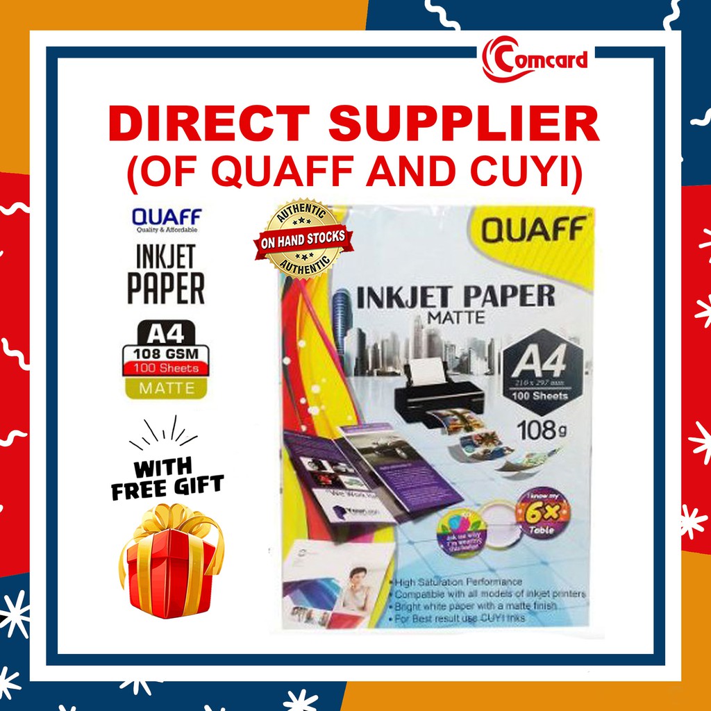 108gsm Matte Inkjet Paper A4 Size QUAFF & MERRY Brand (20 Sheets/Pack ...
