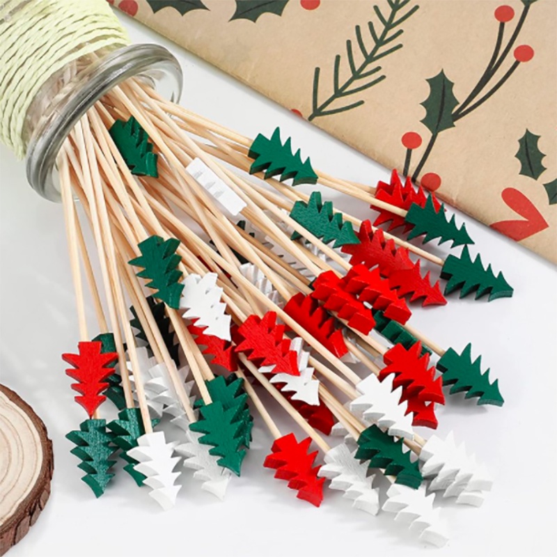 100Pcs 12cm Fruit bamboo Skewers Fork Sticks Buffet Cupcake Toppers ...