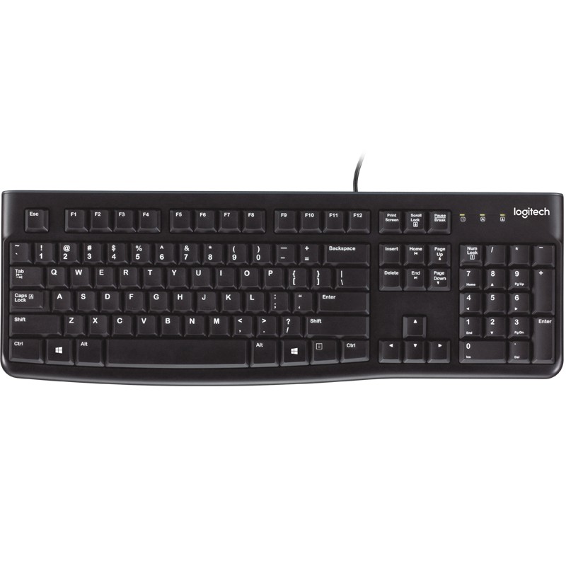 Logitech K120 Usb Wired Standard Keyboard Full-Size Spill Resistant ...