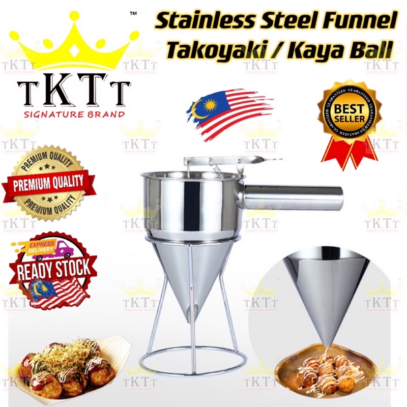TKTT TM️ Stainless Steel Funnel Takoyaki Ball Funnel With Stand Set ...