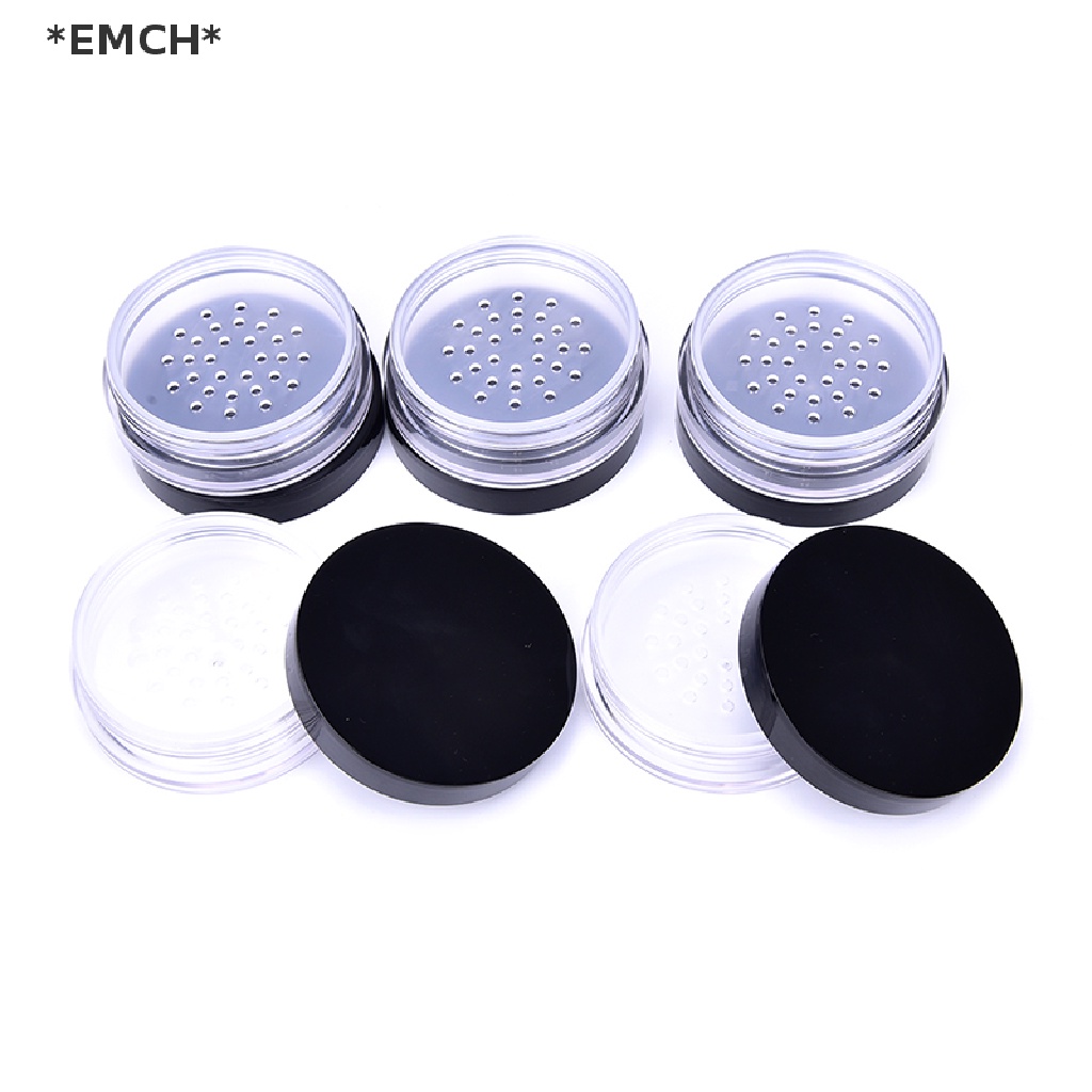 EMCH Empty Refillable Cosmetic Jar Pot Loose Face Powder Sifter Case ...