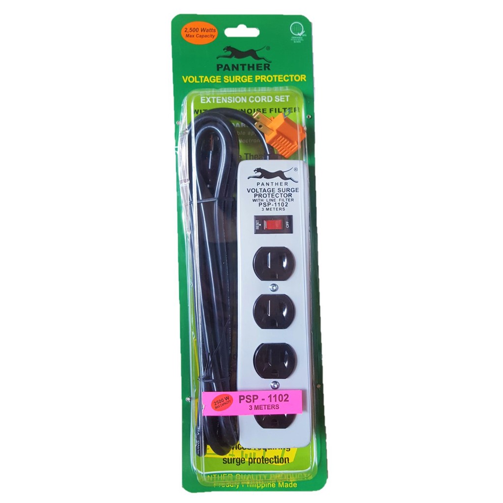 Panther Voltage Surge Protector with Line Filter 4 Outlet Extension ...