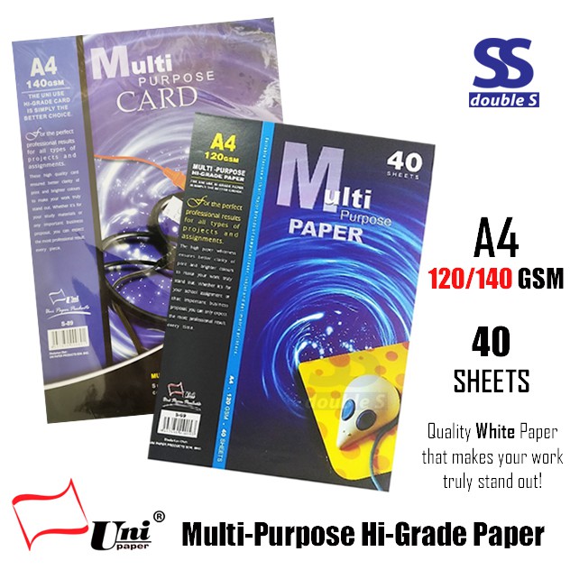 Uni Paper Multi-Purpose Paper 120GSM/140GSM (40Sheets) | Shopee Philippines
