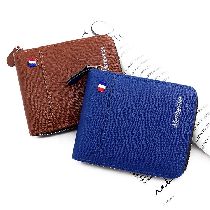 Anti-identity Theft Wallet Men's Leather Bifold Zip Wallet Small Short ...