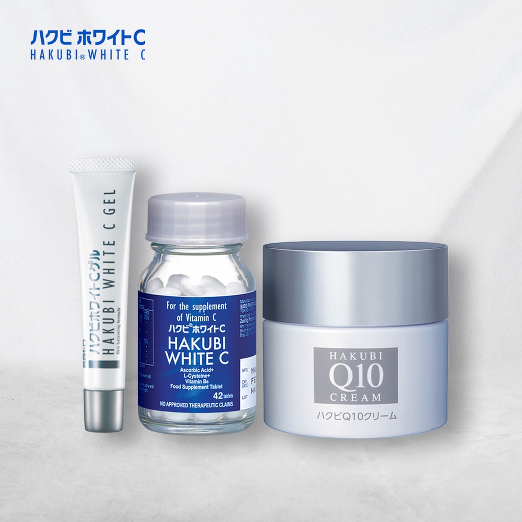 Hakubi White C Tablets 42s, Hakubi White C Gel 20G And Hakubi Q10 Cream ...