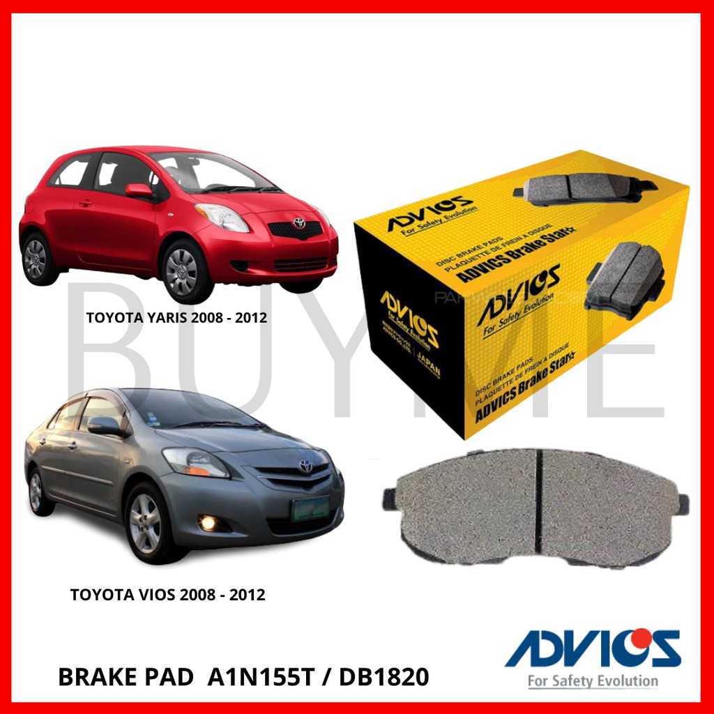ADVICS Brake Pad for Toyota Vios & Toyota Yaris (A1N155T / DB1820) 4pcs ...