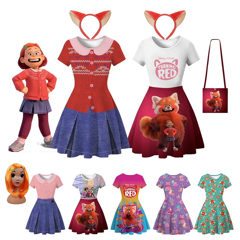 Disney Movie Turning Red Costume Kids Birthday Carnival Party Cosplay ...