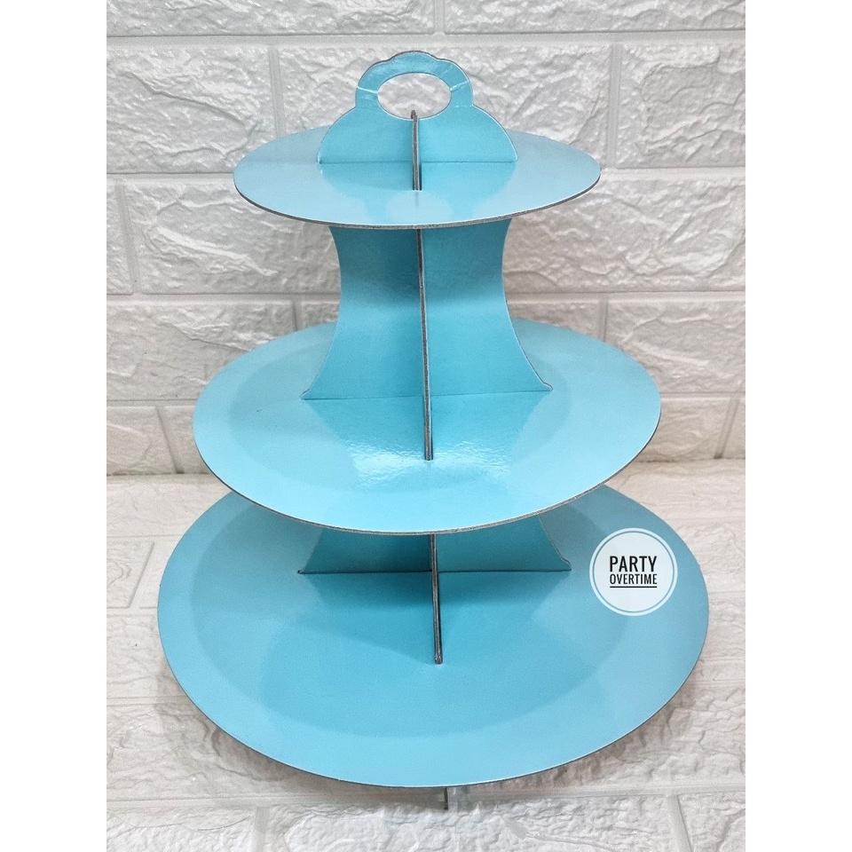 3 Tier Blue Cupcake Stand Birthday Christening Anniversary Gender ...