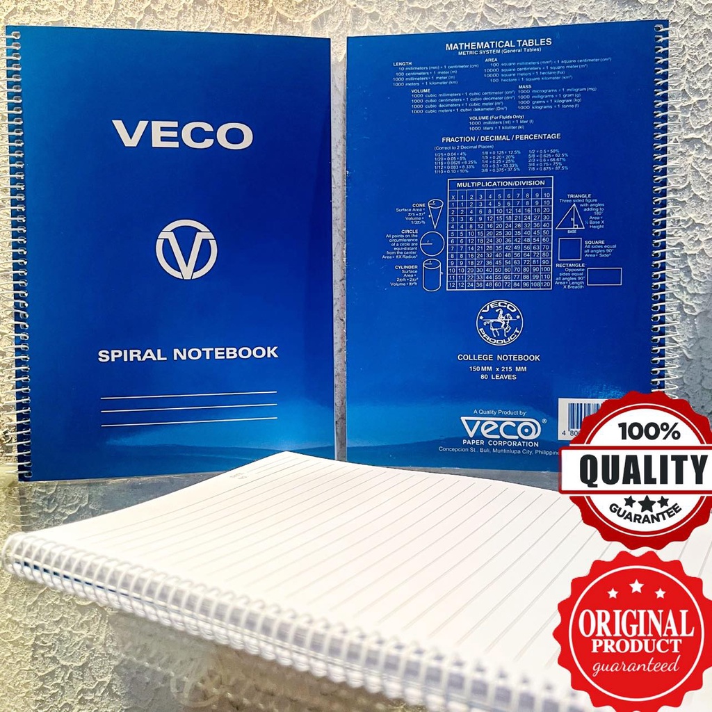 VECO SPIRAL NOTEBOOK BLUE/GOLD/BLACK 6 inches x 8.5 inches 80 Leaves ...