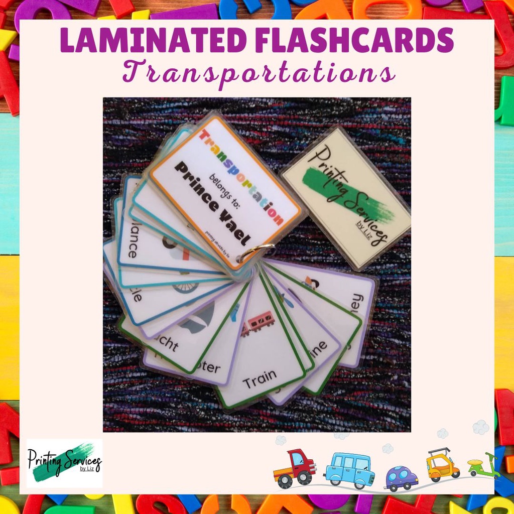 TRANSPORTATIONS LAMINATED FLASHCARD - 250 microns laminated film ...