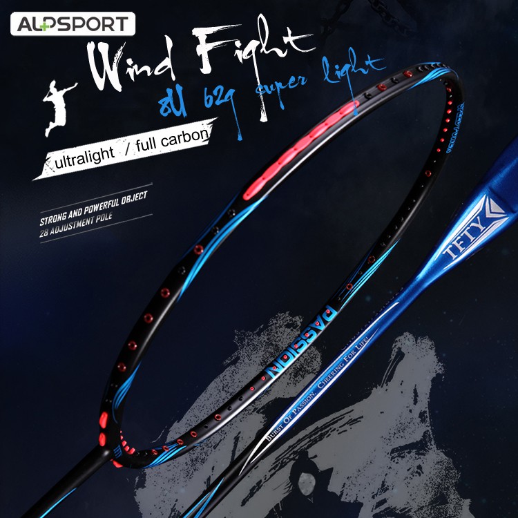 Alpsport Fz-Tfty 8u 62g 30 Lbs Blue Badminton Racket 100% Full Carbon ...