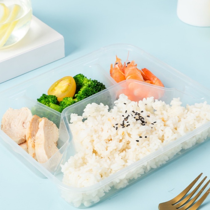 .SKZ 10PCS/20PCS Disposable Bento Box 4 division/grid with Lids Lunch ...
