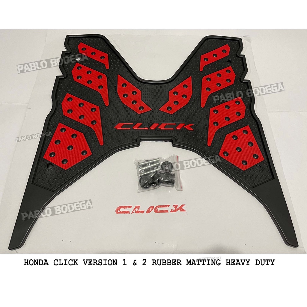 HONDA CLICK V1 V2 FOOTBOARD RUBBER MATTING RED HEAVY DUTY WITH COMPLETE ...