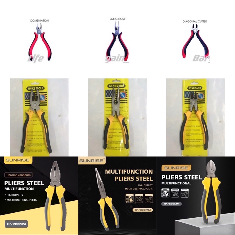 STANDARD PLIERS long nose cutter/Mini PLIERS/HEAVYDUTY PLIERS 6” & 8 ...