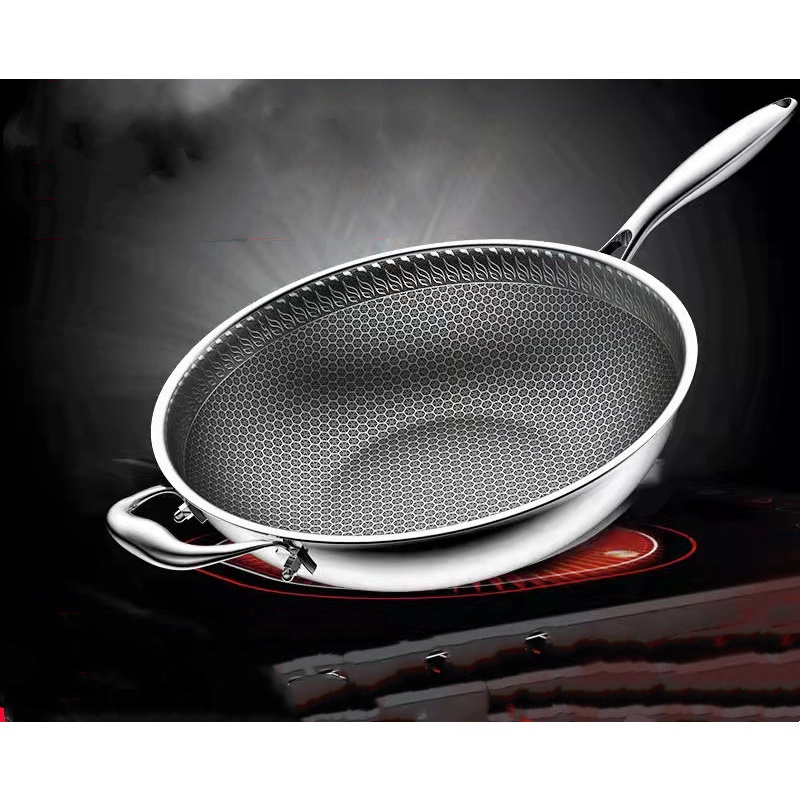 Wok non-stick cooking pan less oily smoke induction cooker gas stove ...