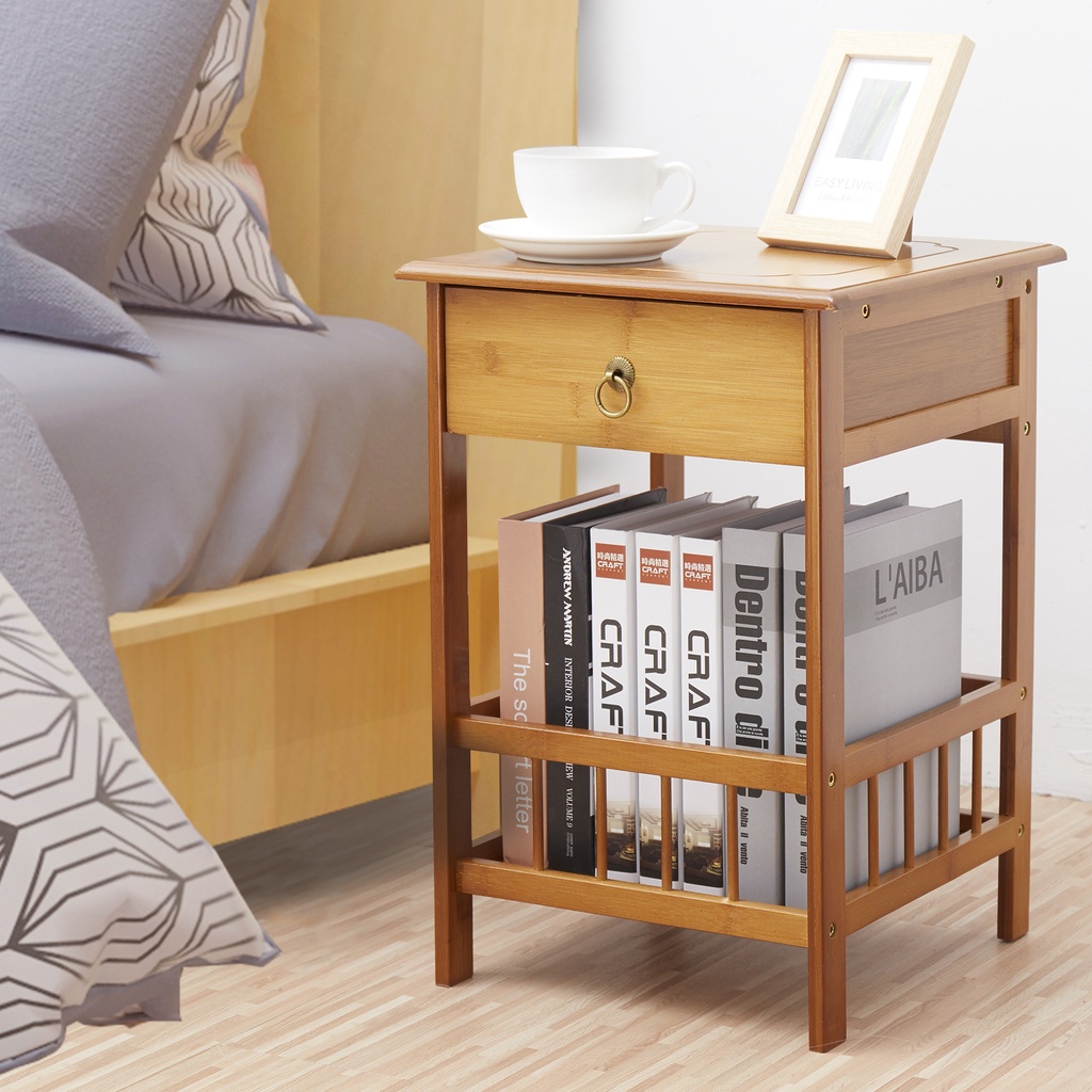 2 Tier Vintage End Table Nightstand Tall Slim Side Couch Table Stand ...