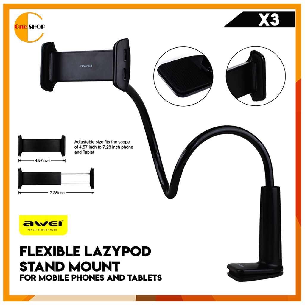 Awei X3 Flexible Lazy pod Stand Mount Mobile Phone Holder for Mobile ...