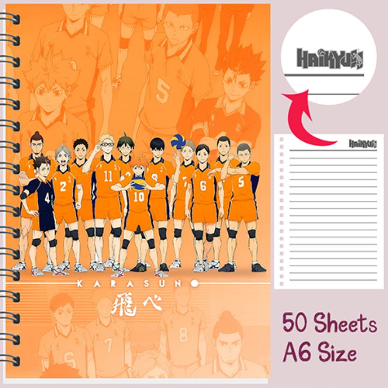 (Small Size) 49 Designs Matte A6 Size Haikyuu!! Anime Notebook Haikyuu ...