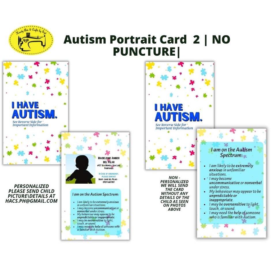 Safety & ICE ID Cards for Children or People w/Special Needs Autism ...